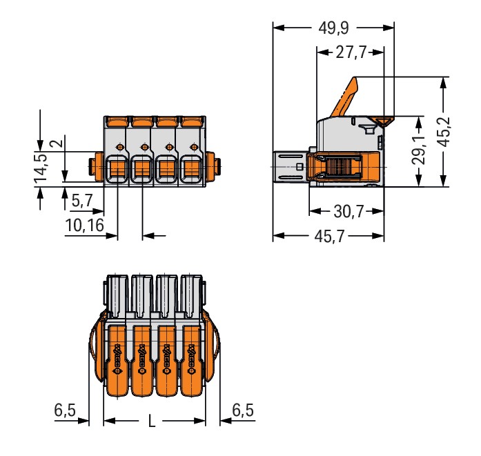 WAGO GmbH & Co. KG 1-Leiter-Federleiste Hebel Push-inCAGECLAMP,lgr 832 ...